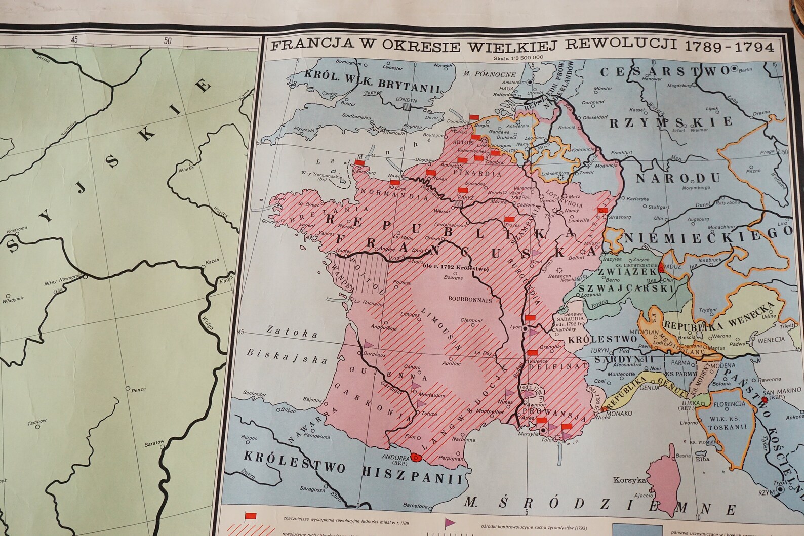 Old Very Big Wall Map, 70,9"x 47,2", 180 Cm X 120 Cm, Historical Map ...