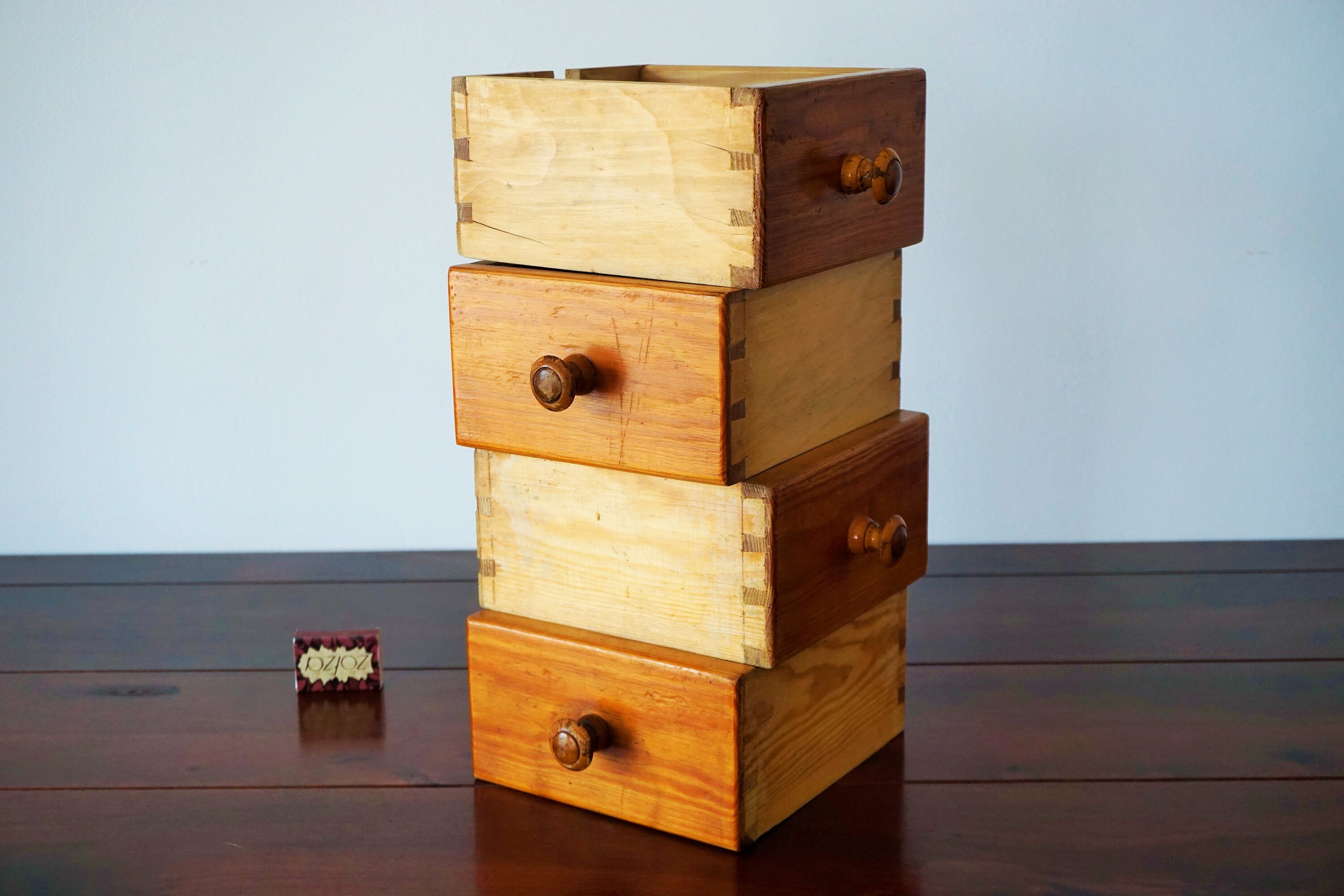 Set of 4 Pieces Wooden Drawers, Vintage Wooden Drawers, Drawers Divided ...