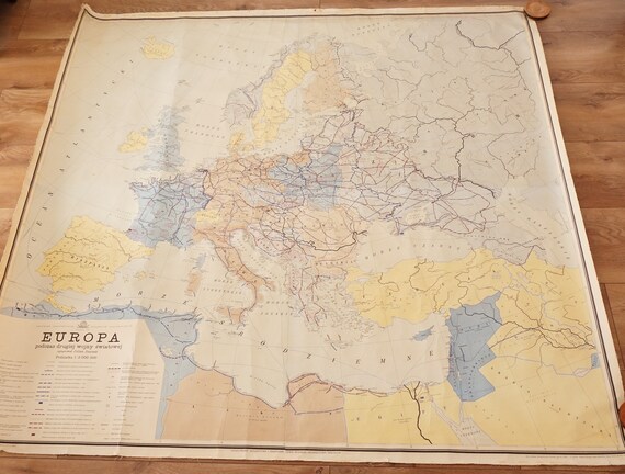 Old Very Big Wall Map 764x 724 194 Cm X 184 - Etsy