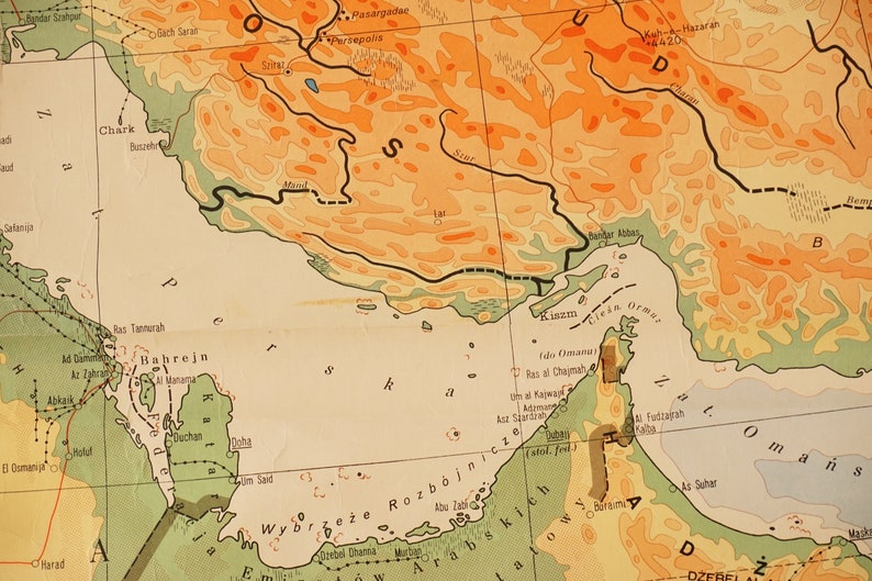 Old Very Big Wall Map, 80,7"x 67,7", 205 Cm X 172 Cm, Vintage Physical ...