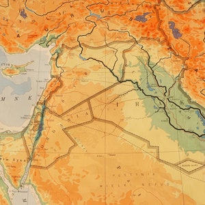 Old Very Big Wall Map, 80,7"x 67,7", 205 Cm X 172 Cm, Vintage Physical ...