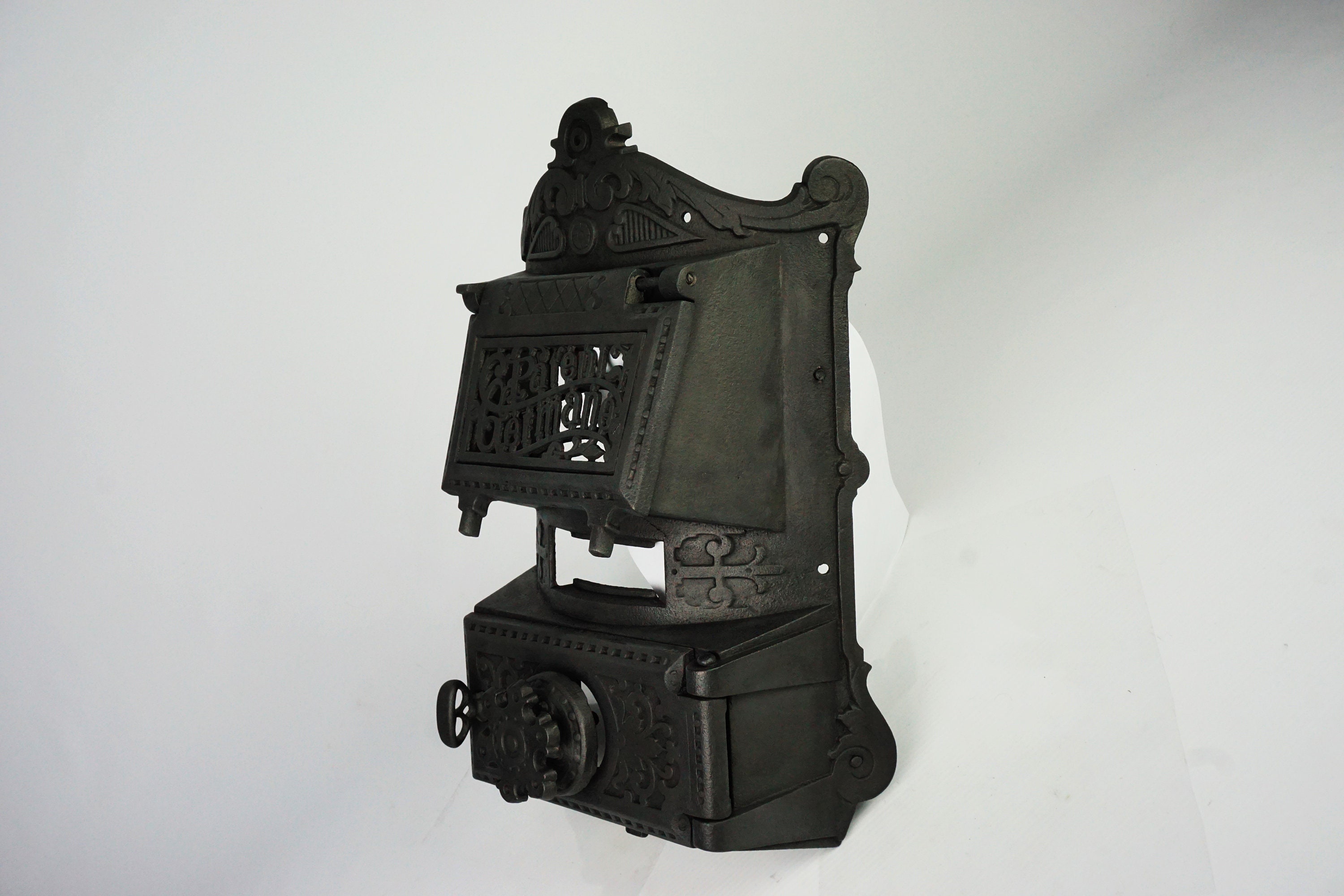 Large Vintage Cast Iron Stove Decoration, Big Heavy Ornate Cast Iron ...