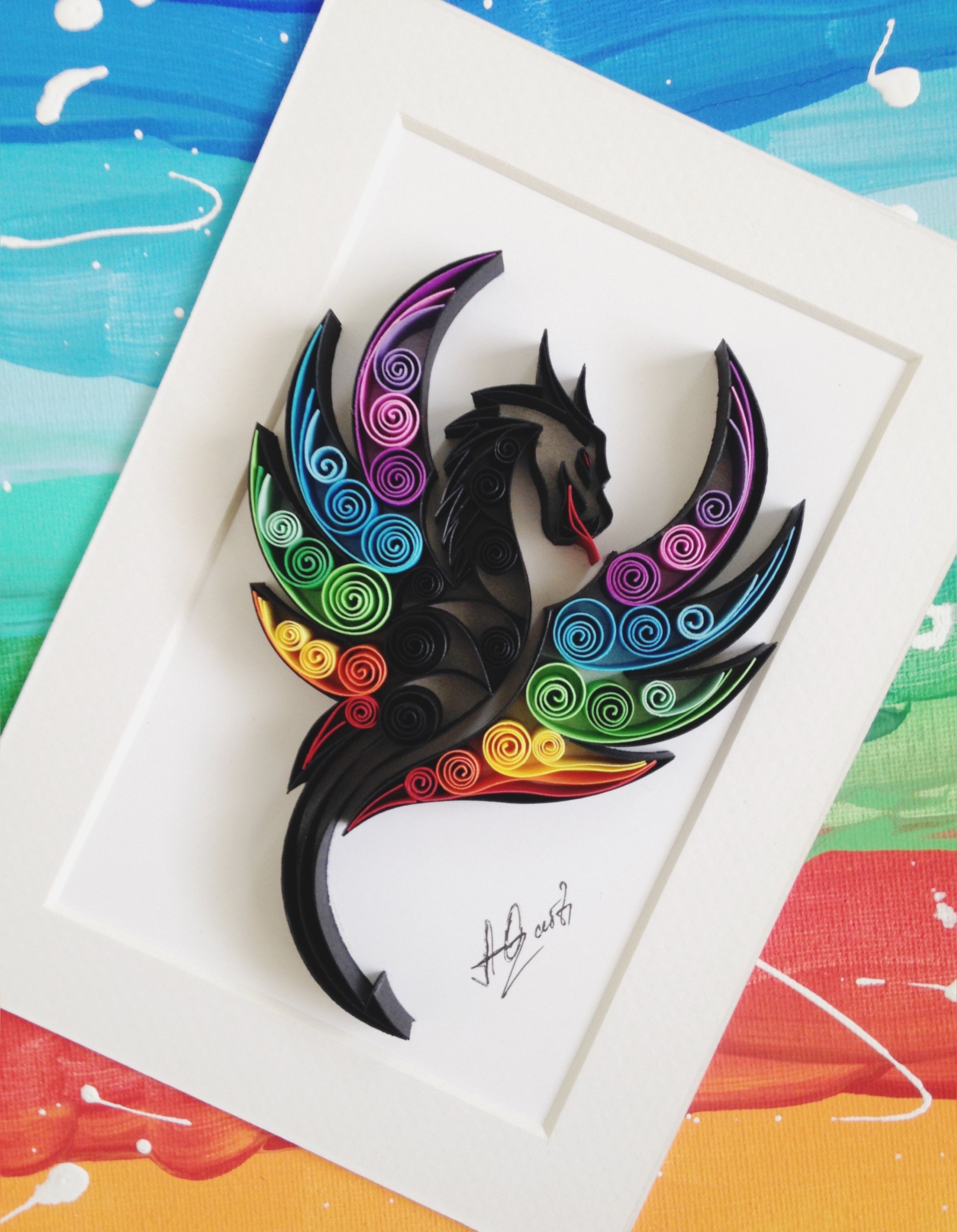 Quilled Paper Art 'Rainbow Dragon'Unique Gift-Dragon | Etsy