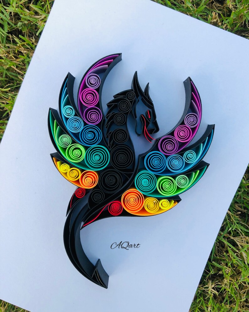 Quilled Paper Art 'rainbow Dragon'unique Gift-dragon - Etsy Australia