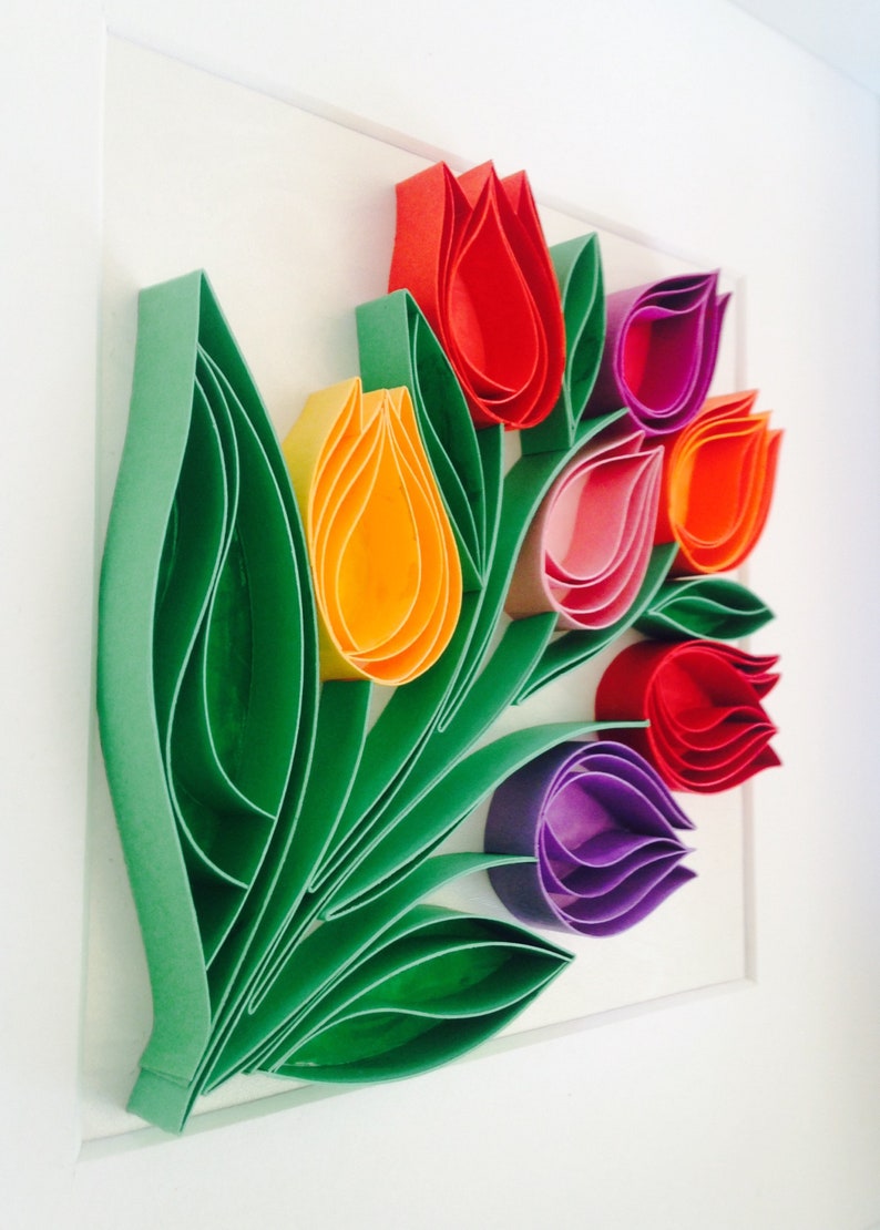 Tulips Quilling Wall Paper Art-mixed Media Art-home | Etsy