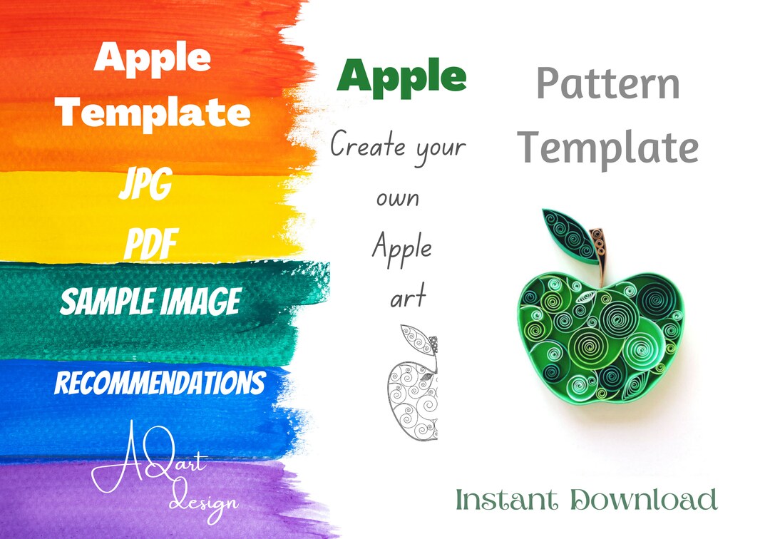 Apple Quilling Template - Paper Filigree Pattern (digital Download) - Etsy