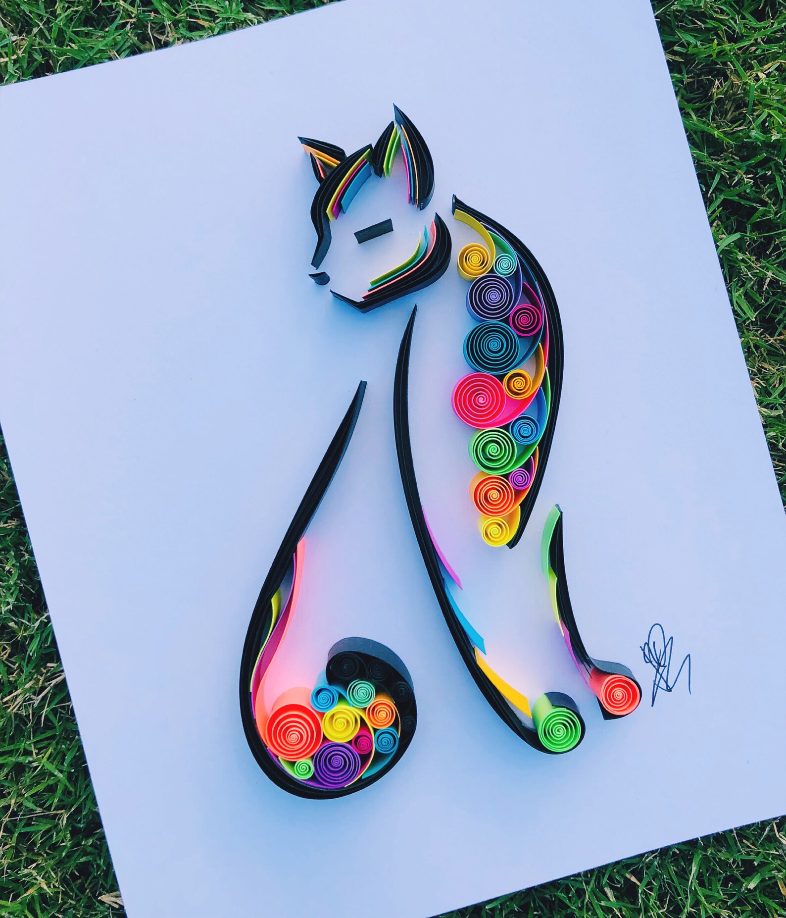 Quilling Art Elegant Cat Quilled Paper Cat Cat Lover Gift | Etsy UK