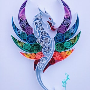 Quilled Paper Art 'Rainbow Dragon'Unique Gift-Dragon | Etsy