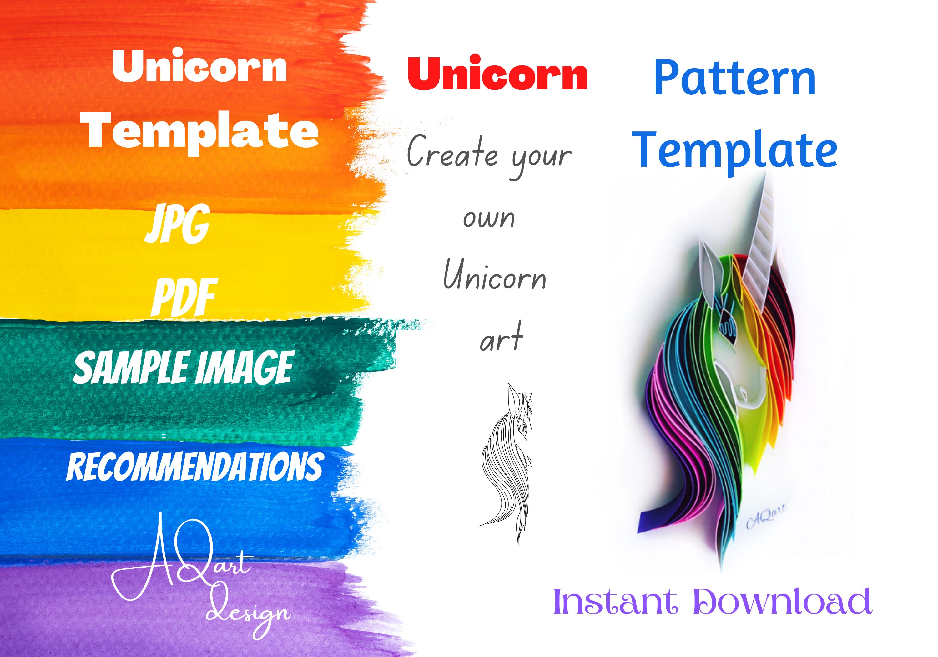 Unicorn Pattern Unicorn Template How to Make Unicorn Art - Etsy