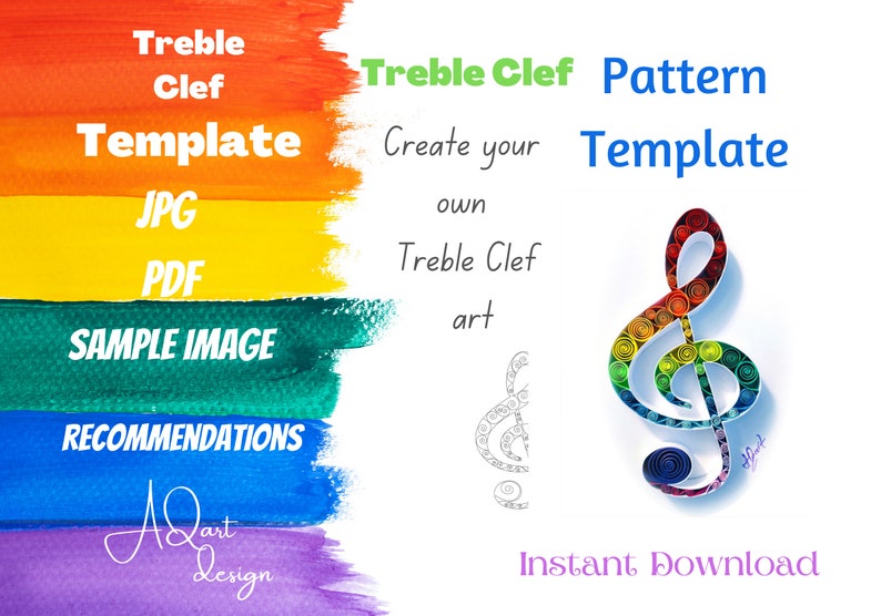 Treble Clef Pattern Treble Clef Template Quilling Pattern - Etsy