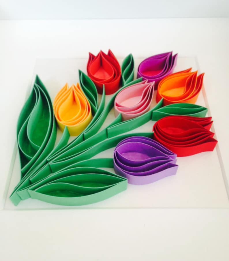 Tulips Quilling Wall Paper Art-Mixed Media Art-Home | Etsy