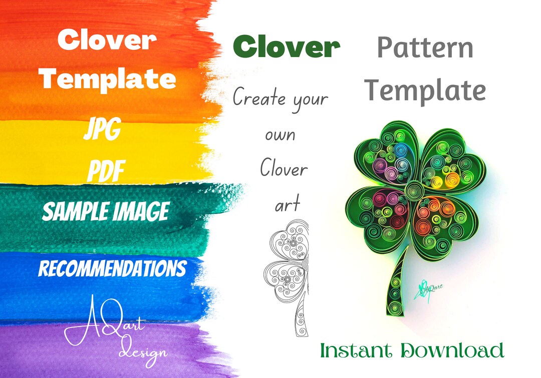 Clover Pattern - Clover Template - Quilled Clover - How to Make Clover Art - Lucky Clover ...
