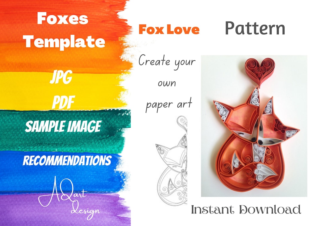 Fox Pattern - Fox Love Template - Fox Love Quilling Art - How to Make ...
