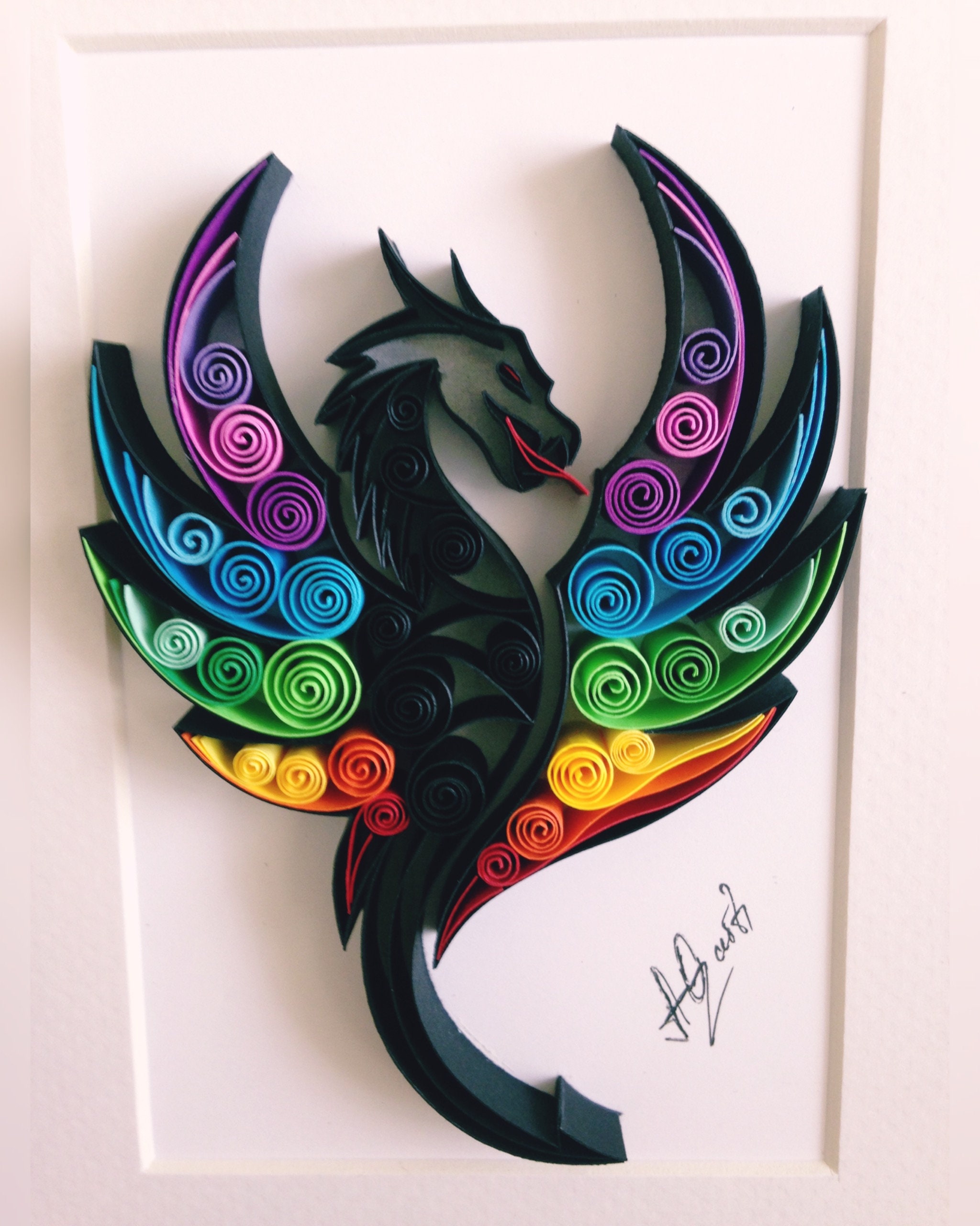 Quilled Paper Art 'Rainbow Dragon'Unique Gift-Dragon | Etsy