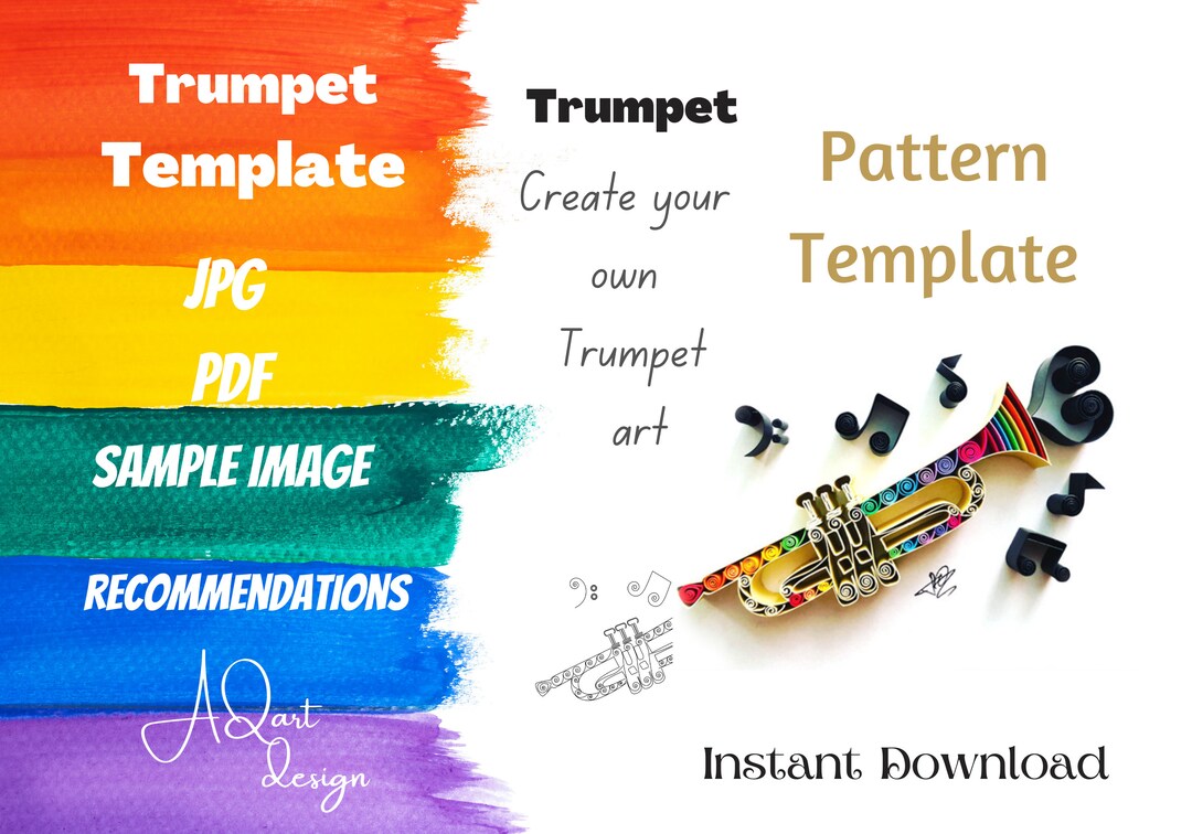 Trumpet Quilling Art Pattern – DIY Template (digital Download) - Etsy ...