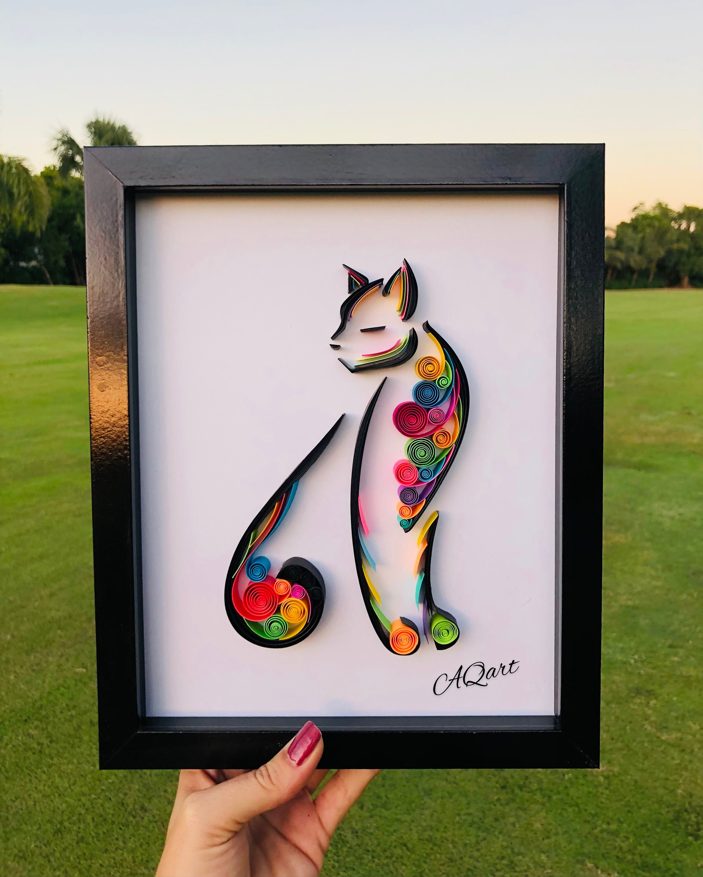 Quilling Art Elegant Cat Quilled Paper Cat Cat Lover Gift | Etsy UK