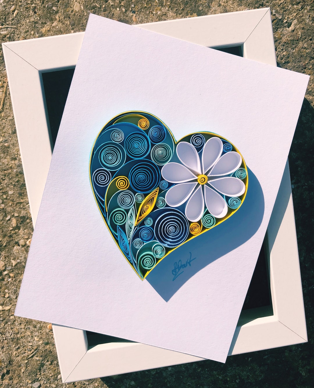 Quilling Paper Art 'daisy Love'blue Lover Gift-wedding Gift-unique Gift ...