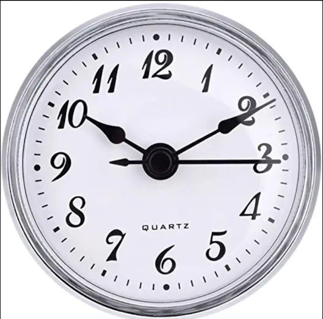 2-3/4"(70mm)2.75"quartz Clock Fit-up/insert,white Face, Silver Trim ...