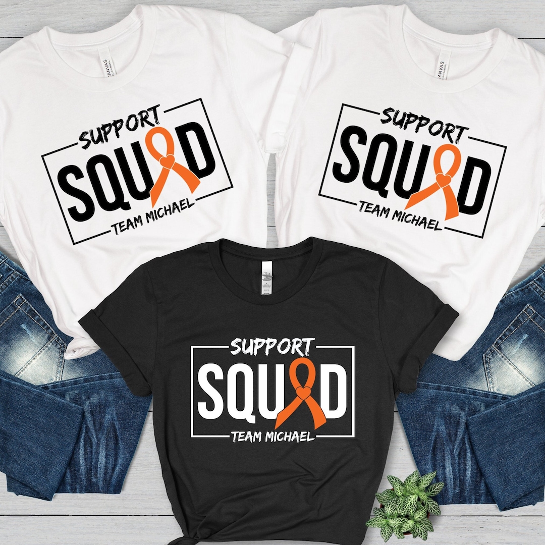 Personalized Support Squad T-shirt: Orange Ribbon, Leukemia & Kidney ...
