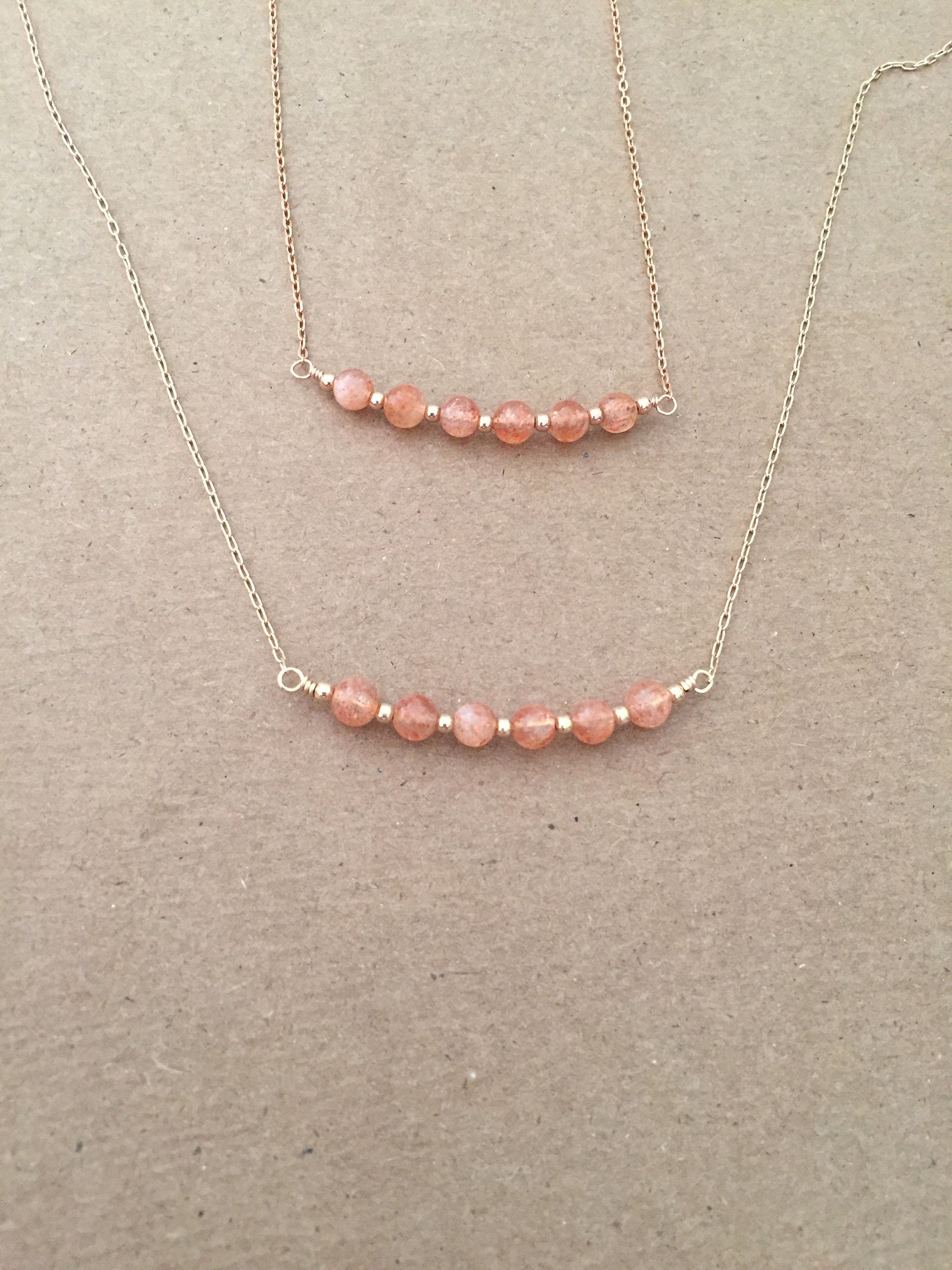 Sunstone Necklace/ Sparkling Sunstone Necklace/ Gemstone Bar | Etsy