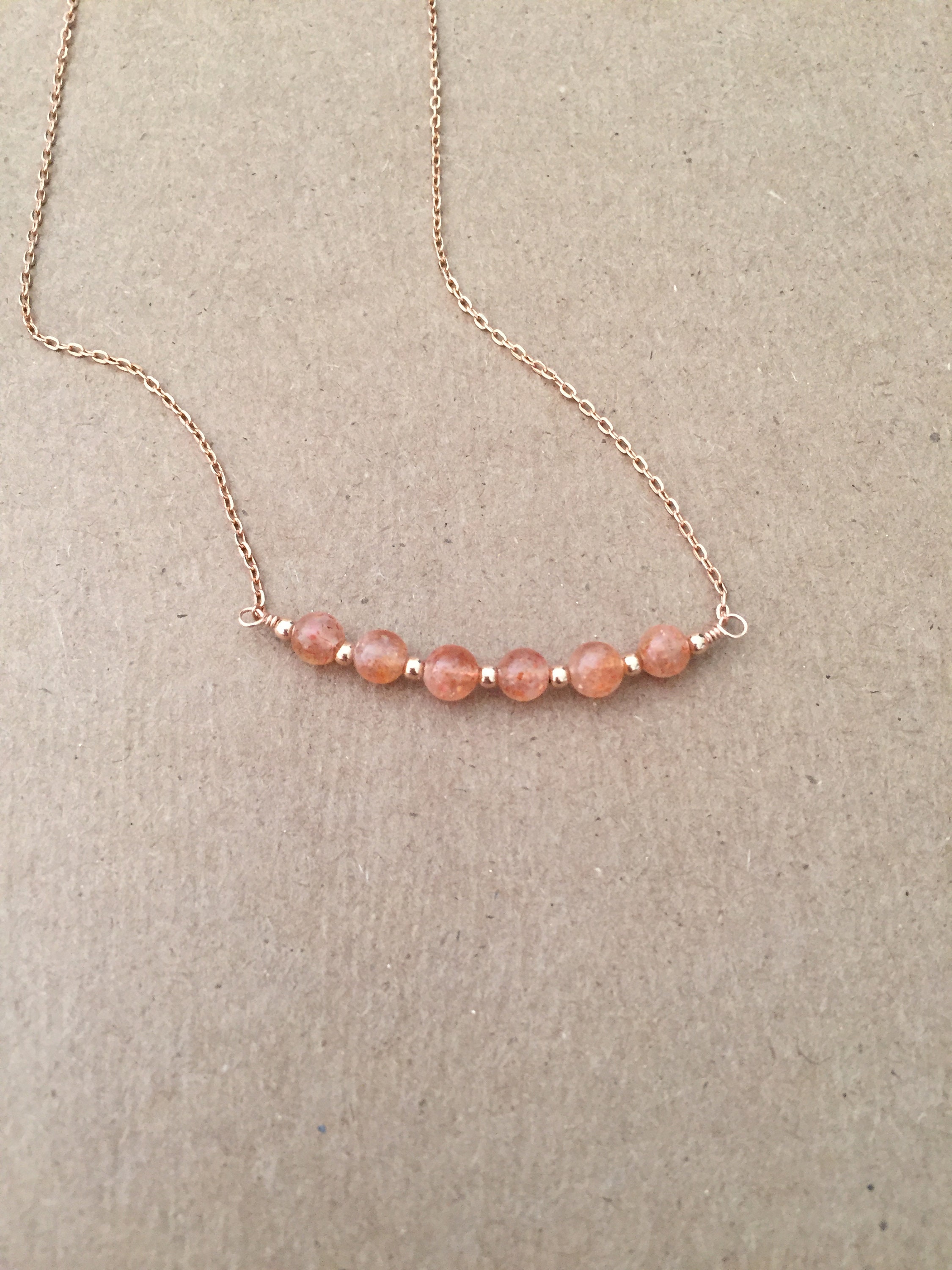 Sunstone Necklace/ Sparkling Sunstone Necklace/ Gemstone Bar | Etsy