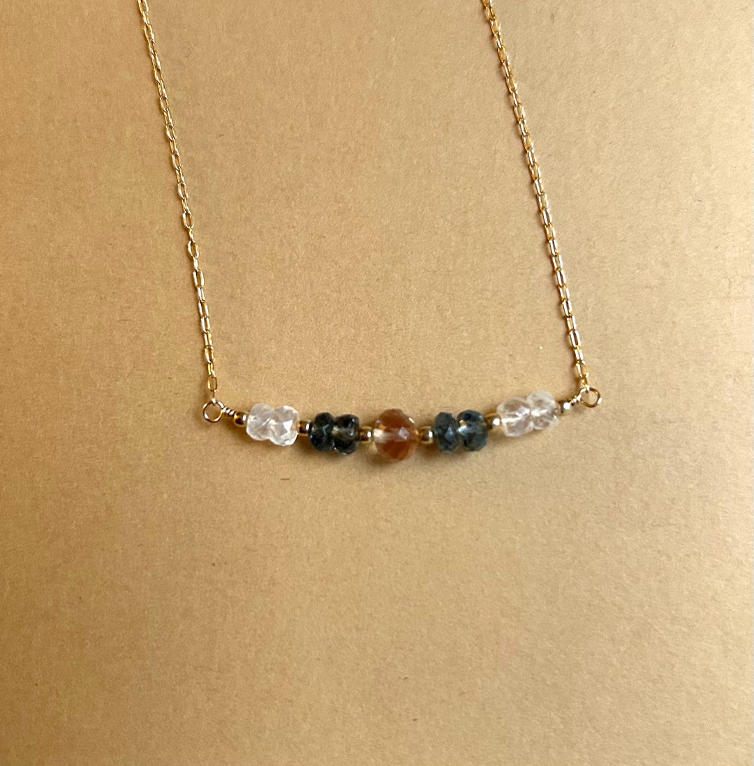 Oregon Sunstone Moonstone Aquamarine Necklace/ Rainbow Moonstone ...