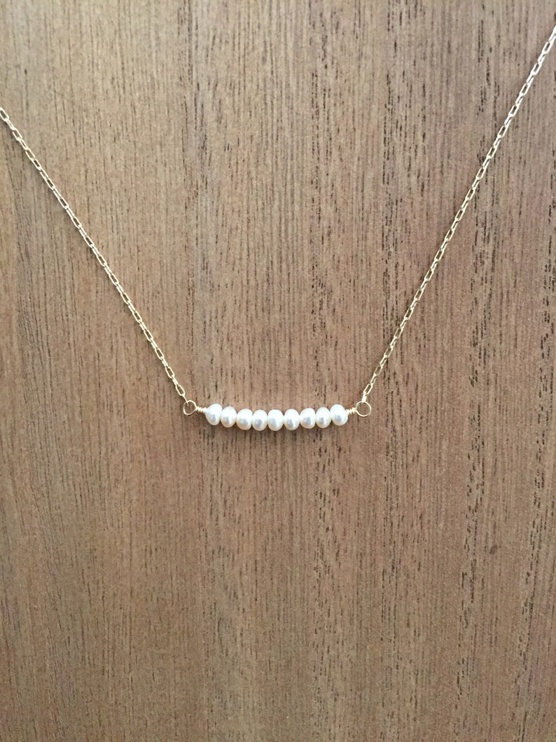 Small Freshwater Pearl Necklace/ Pearl Bar Necklace/ Tiny - Etsy