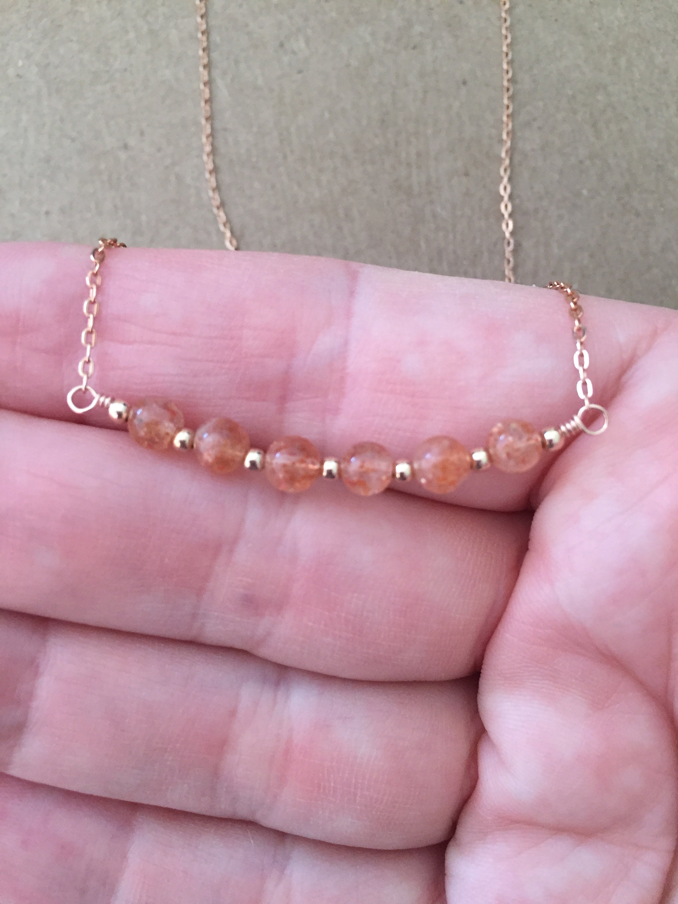 Sunstone Necklace/ Sparkling Sunstone Necklace/ Gemstone Bar | Etsy