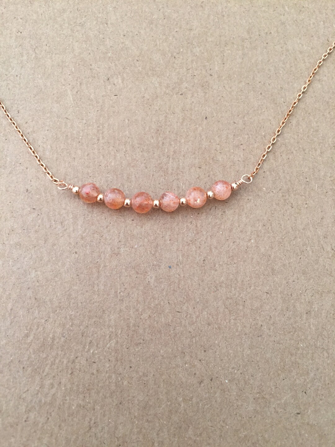 Sunstone Necklace/ Sparkling Sunstone Necklace/ Gemstone Bar Necklace ...