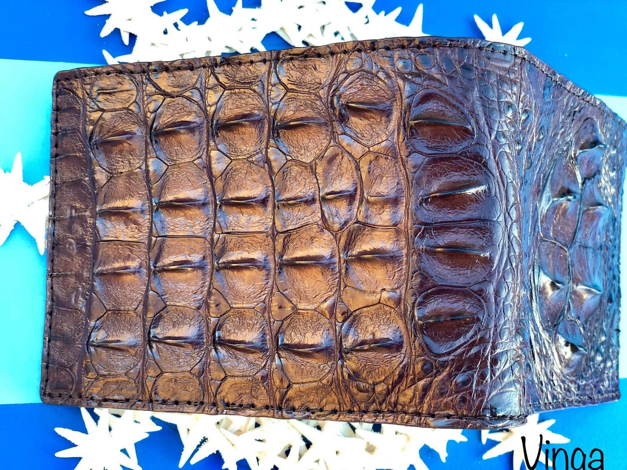 Brown Genuine Alligator Wallet Men's Leather Wallet One - Etsy