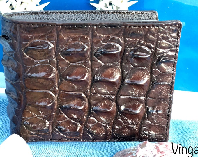 Brown Genuine Alligator Wallet, Men's Leather Wallet, One of a Kind ...