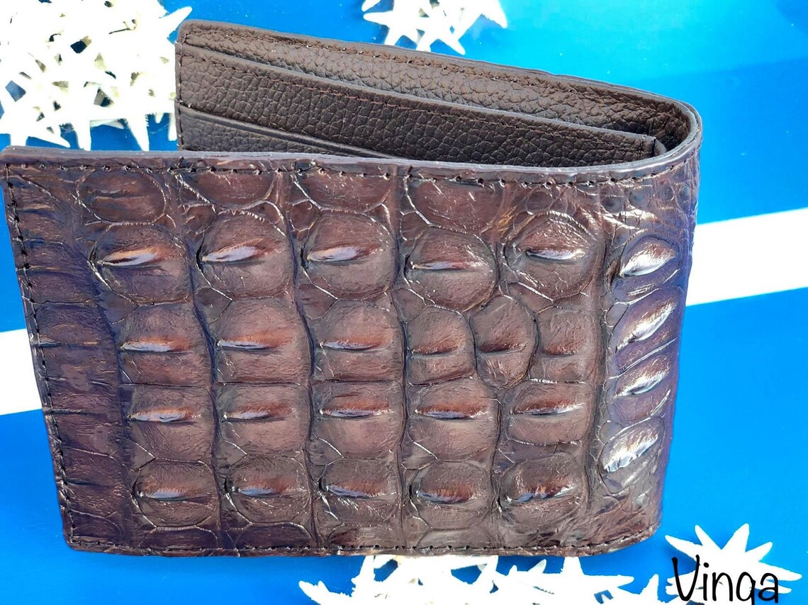 Brown Genuine Alligator Wallet Men's Leather Wallet One | Etsy