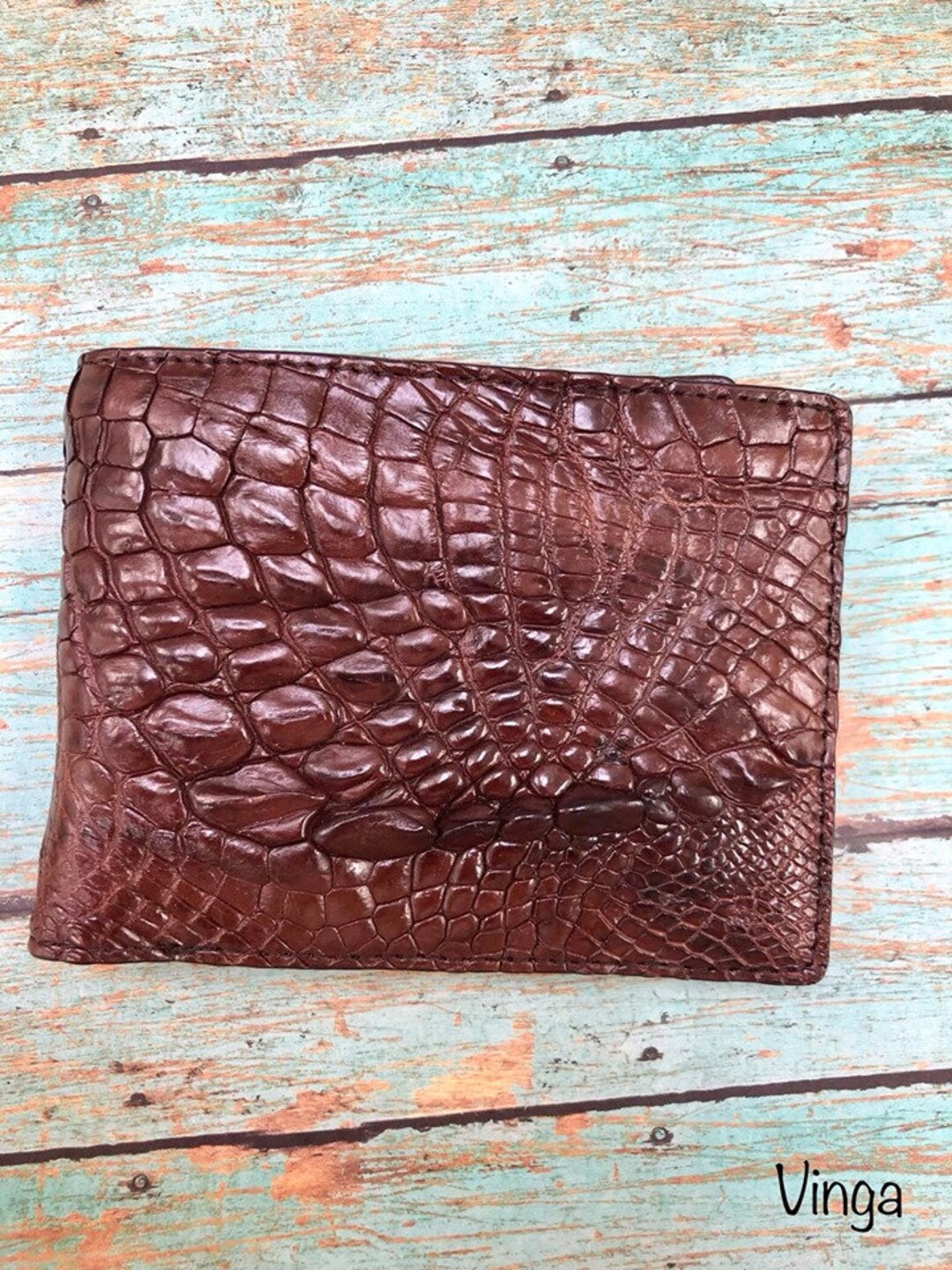 Brown Genuine Alligator Wallet, Men's Leather Wallet, One of a Kind ...