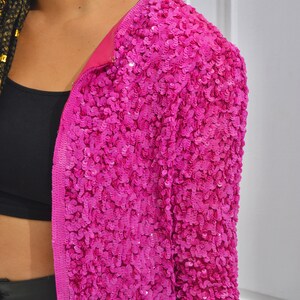 Pink Sequin Jacket, Pink Jacket, Vintage Sequin Jacket, Party Jacket ...