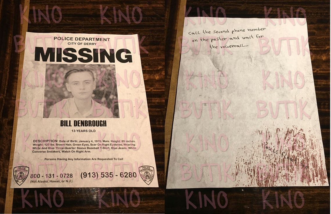 IT Movie Missing Poster (one per Purchase) - Etsy