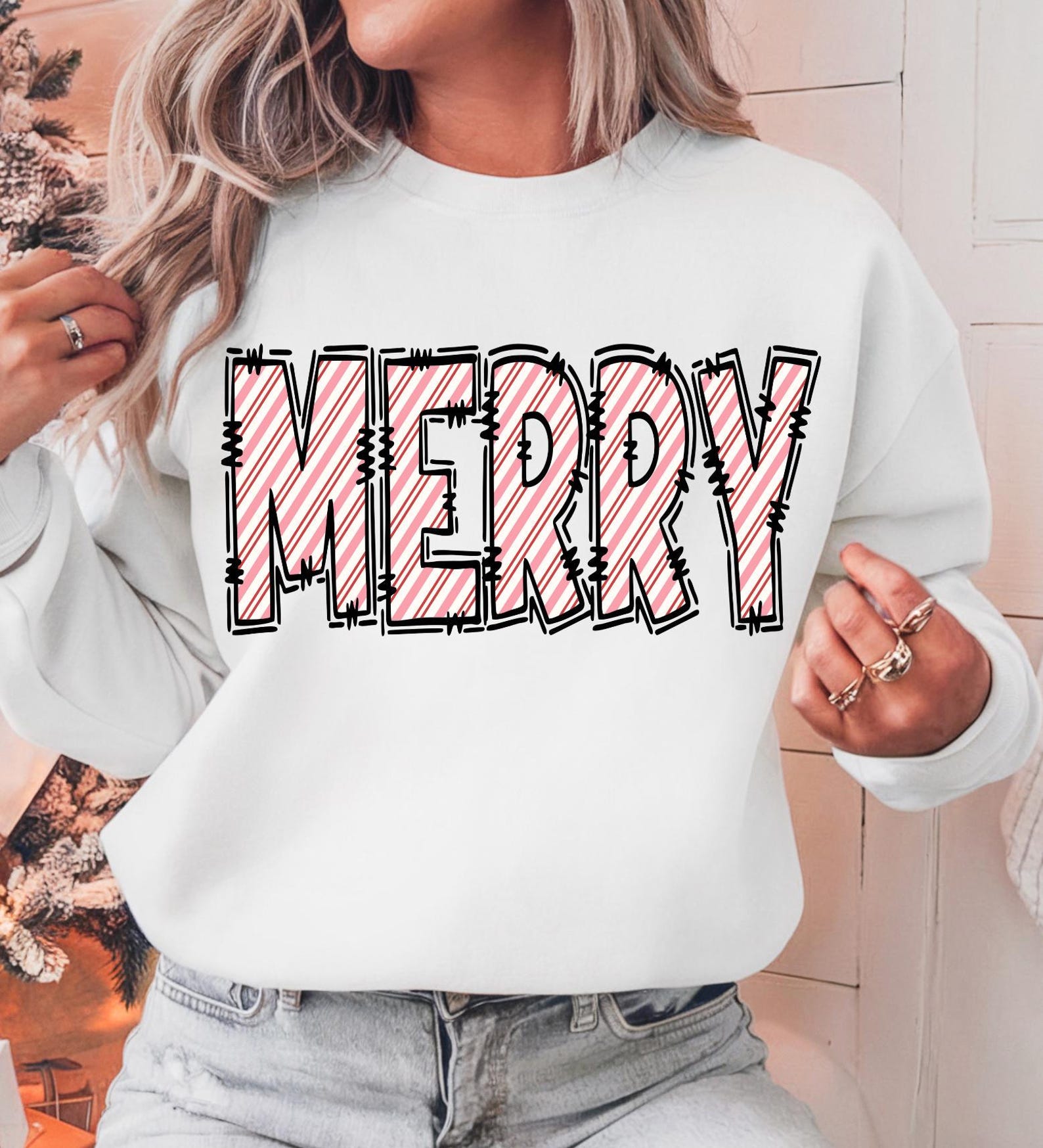 Christmas PNG, Pink Christmas PNG, Merry Doodle Letters, Pink Merry ...