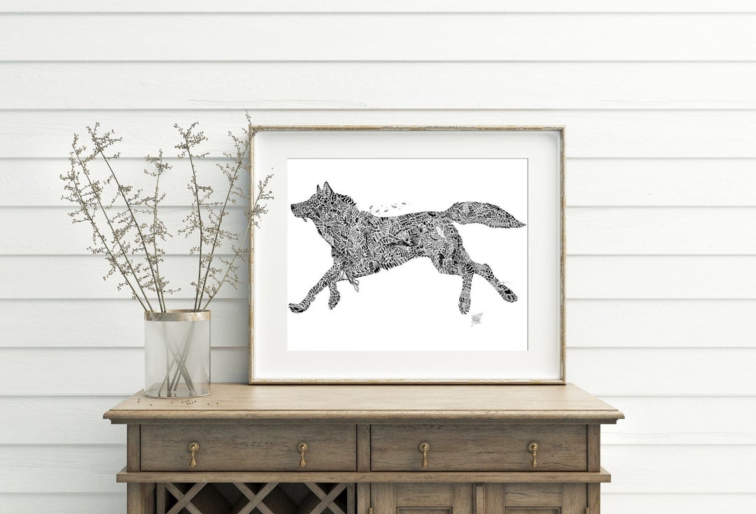 Resilient Wolf - Running Wolf - Doodle Art Series (fine Art Archival ...