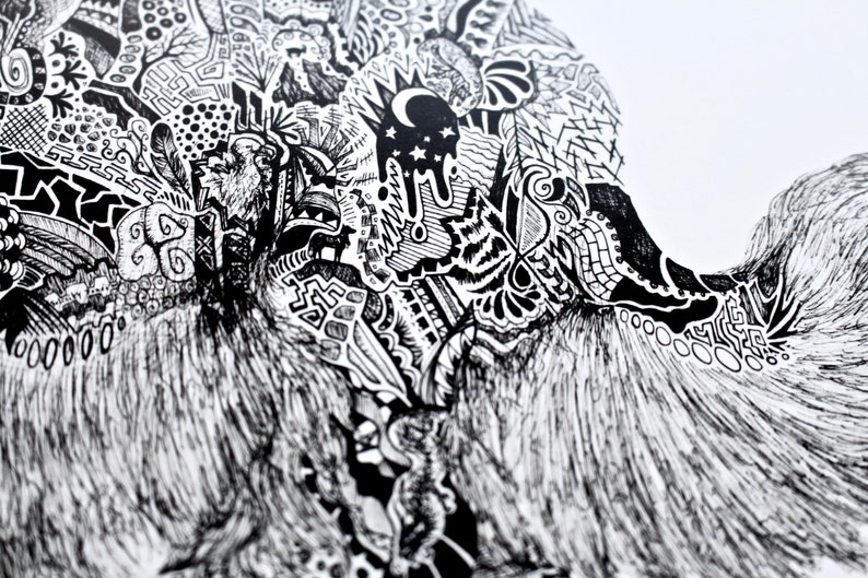 Doodle Yak Tibetan Yak fine Art Archival Print - Etsy