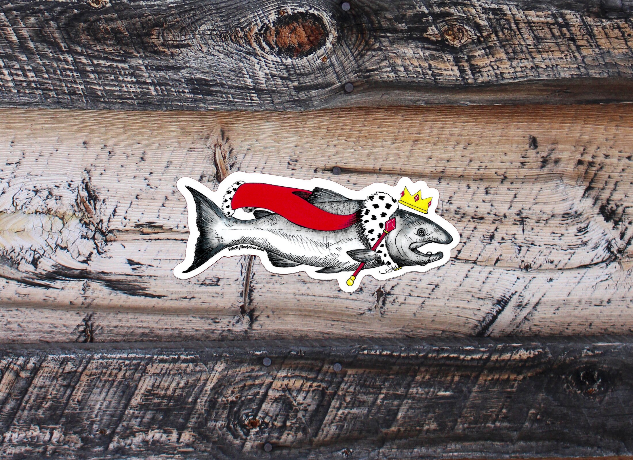 King Salmon High Grade Weatherproof Sticker Doodle Art Alaskan Art ...