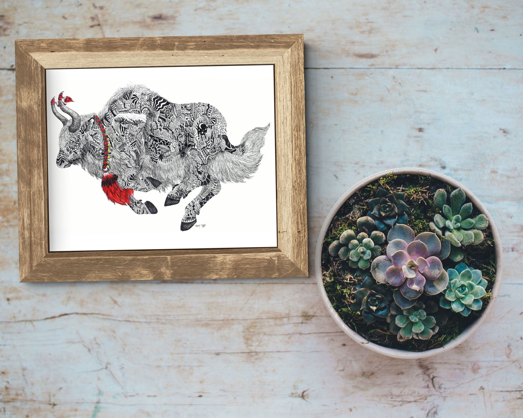 Doodle Yak Tibetan Yak fine Art Archival Print - Etsy