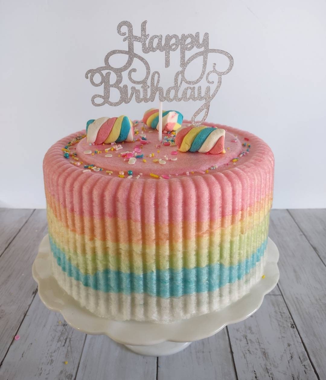 Cotton Candy Rainbow Birthday Cake for Candyland Parties, Gender Reveal ...
