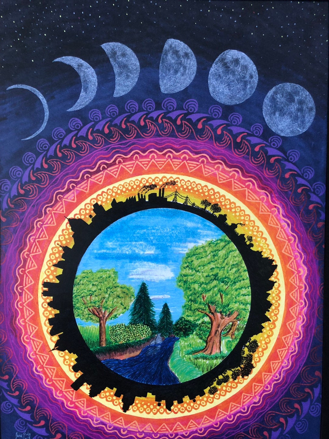 Phases - Matted Print, Original Wall Art, Home Decor, Ink Drawing ...