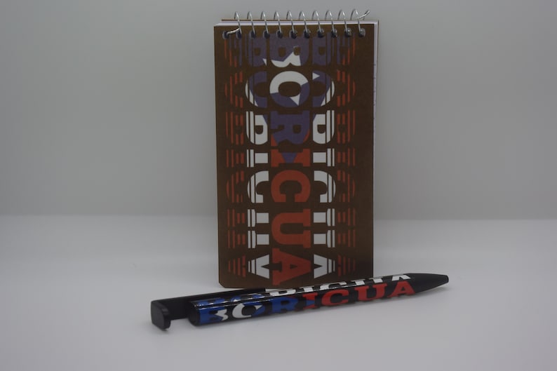Puerto Rico Flag Pen and Gold Toned Notepad - Etsy