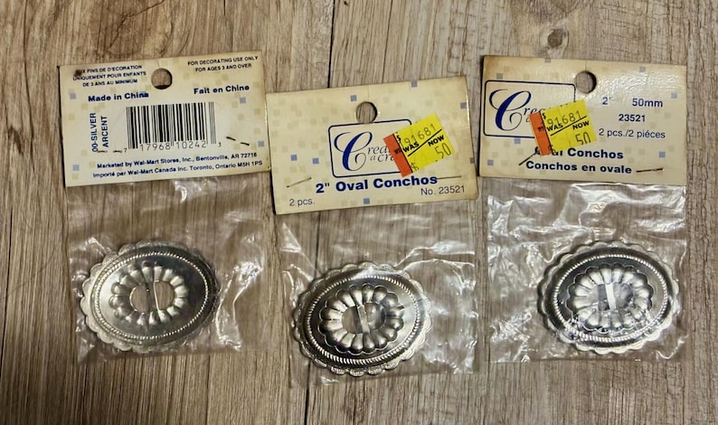 Three Vintage Oval Conchos – Silver Tone, 2" (new in Packaging) - Etsy