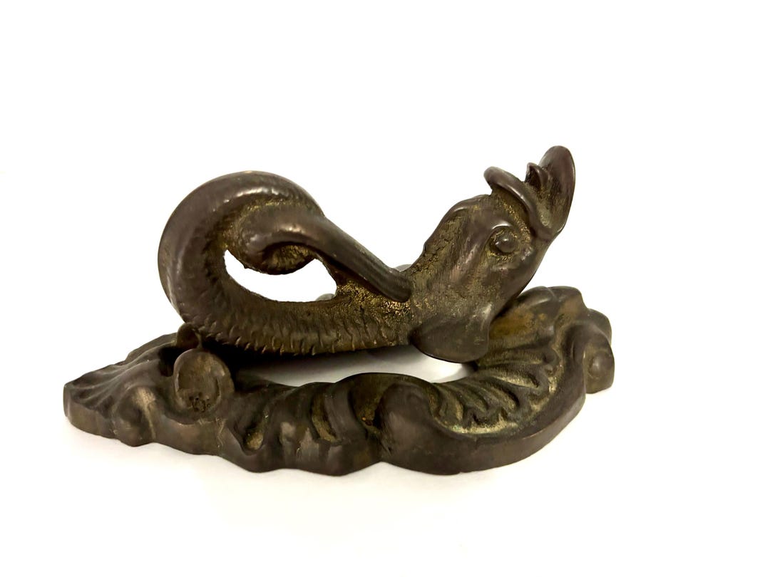 Vintage Art Nouveau Bronze Hinged Dolphin Desk Knocker - Functional ...