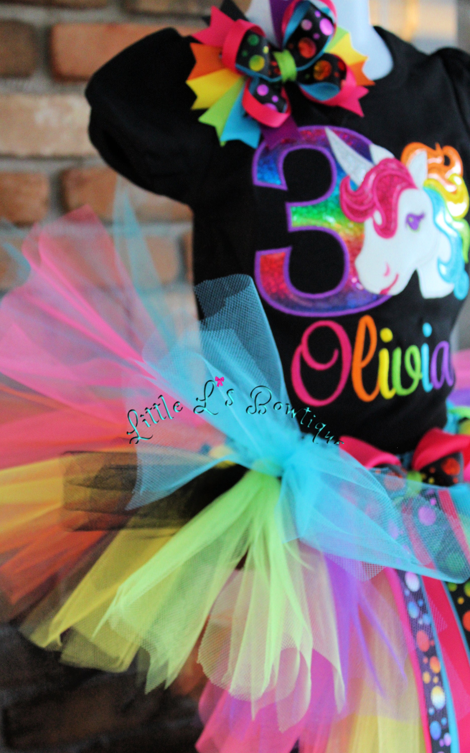Rainbow Unicorn Birthday Outfit Girls Neon Rainbow Unicorn | Etsy