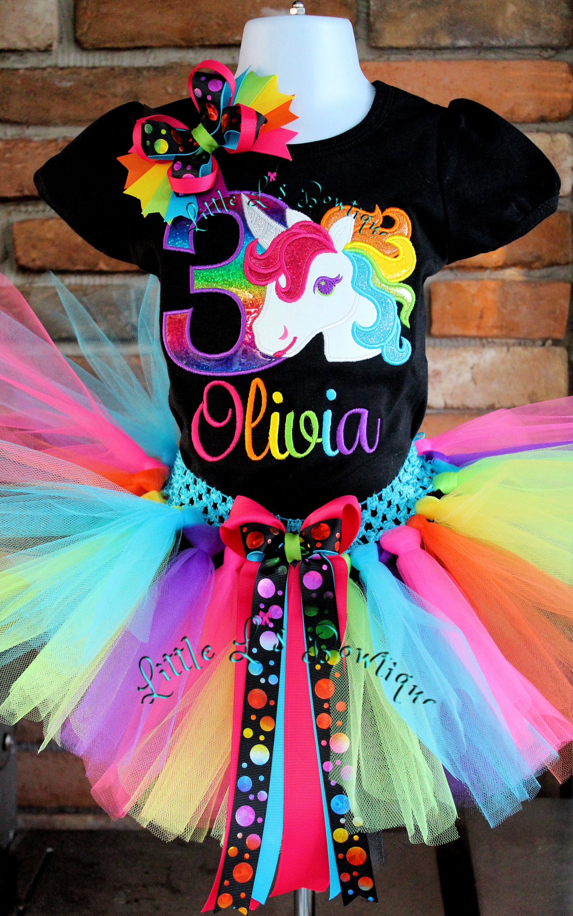 Rainbow Unicorn Birthday Outfit Girls Neon Rainbow Unicorn | Etsy