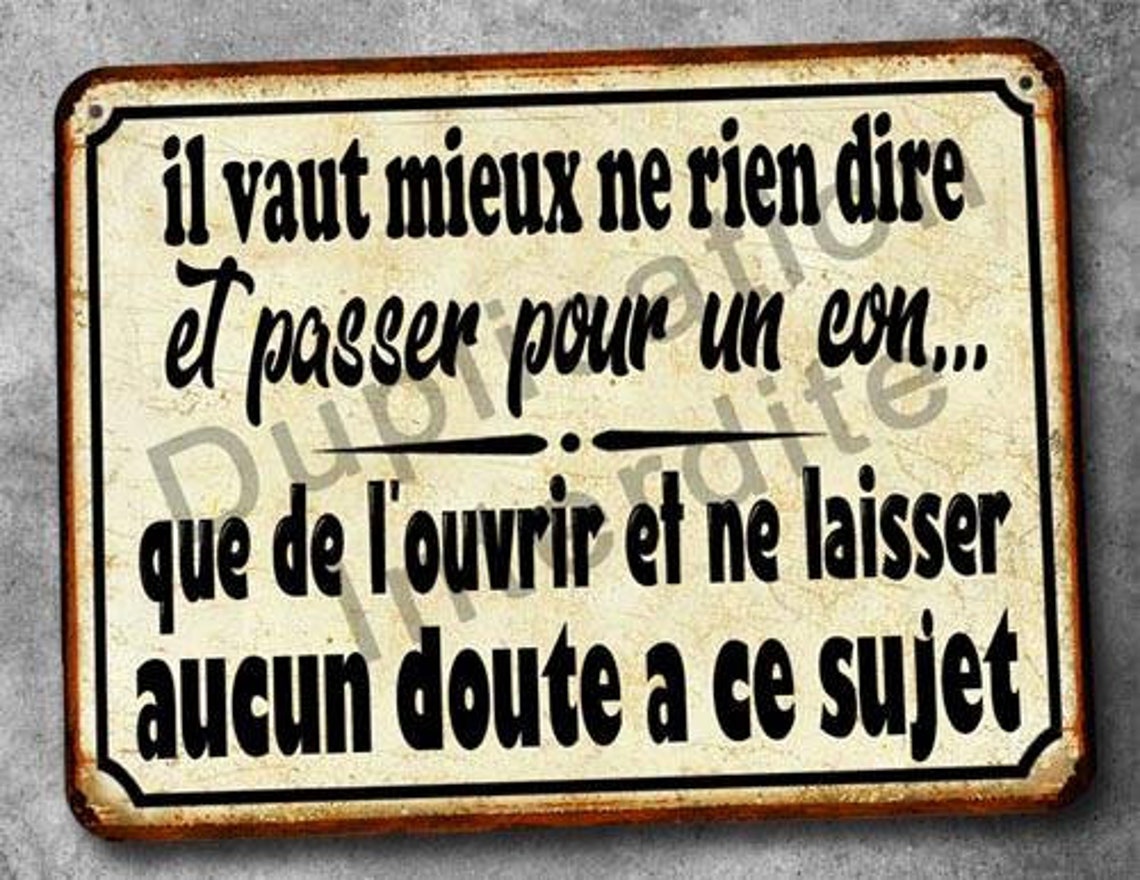 Plaque métal vintage Ne rien dire... | Etsy France