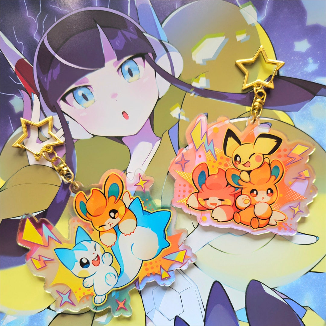 Pokemon Anime Style Holographic 8cm Single-sided Clear Acrylic Keychain ...