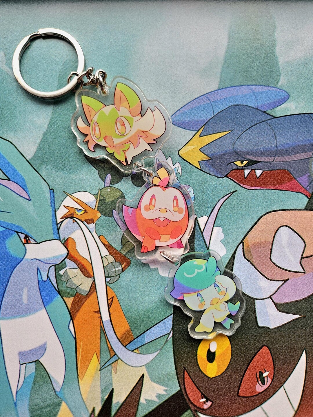 Pokemon Anime Style Paldea Starters Double-sided Clear Acrylic Keychain ...
